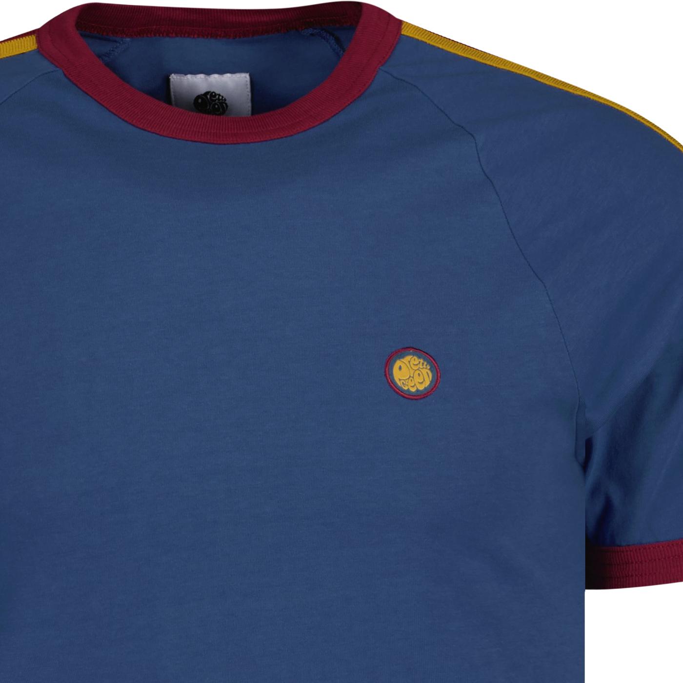 Tilby Pretty Green Retro Ringer Tee in Blue