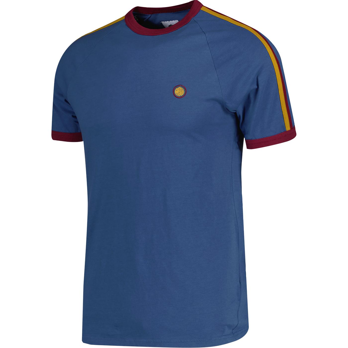 Tilby Pretty Green Retro Ringer Tee in Blue