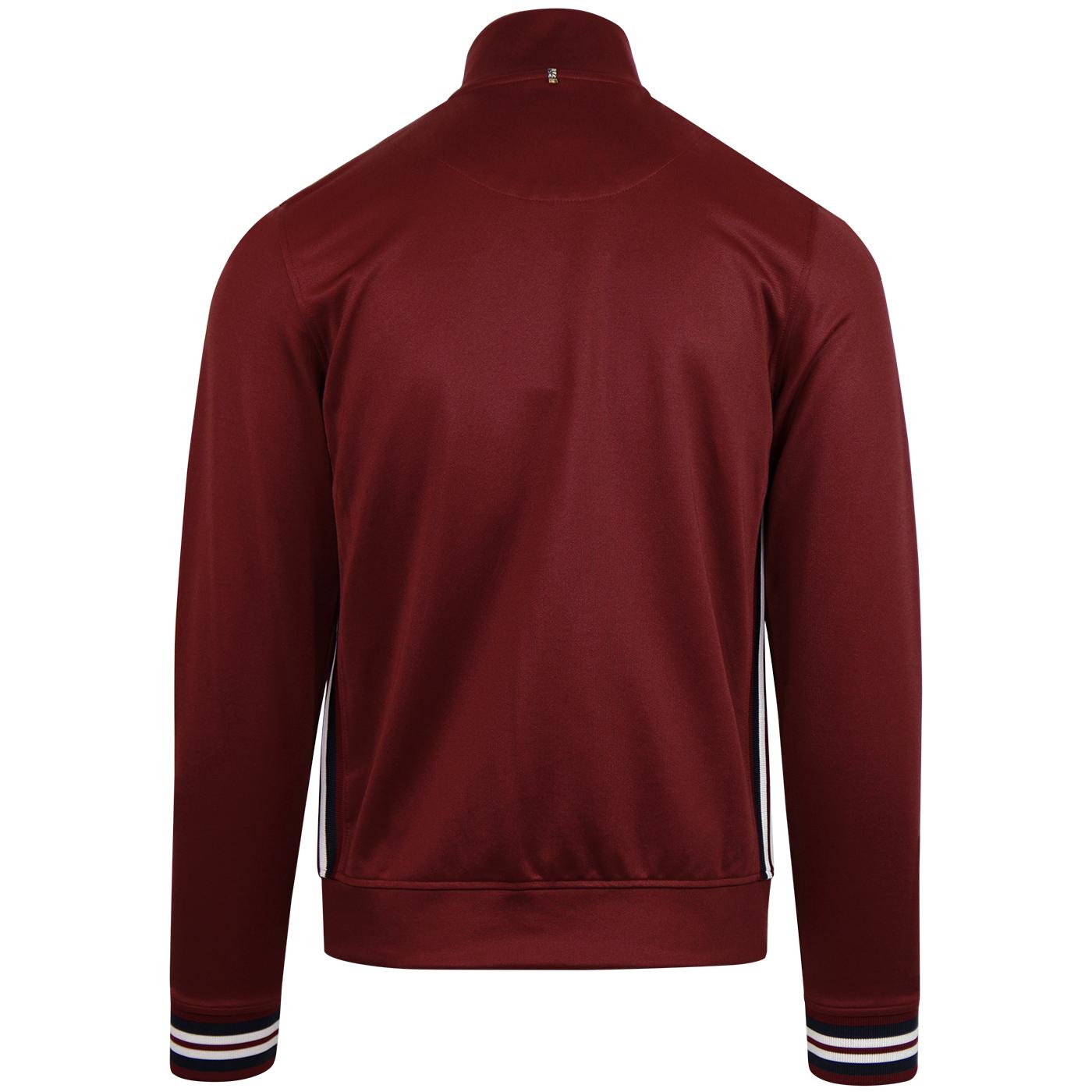 PRETTY GREEN Retro 1970s Side Stripe Track Jacket in Red