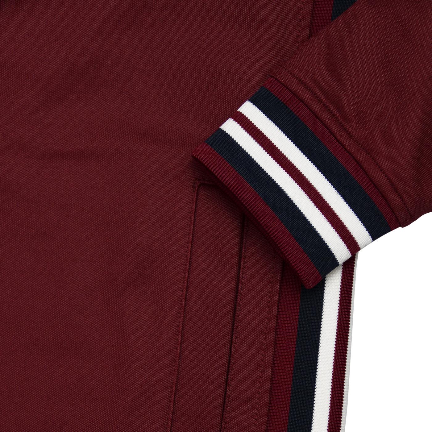 PRETTY GREEN Retro 1970s Side Stripe Track Jacket in Red