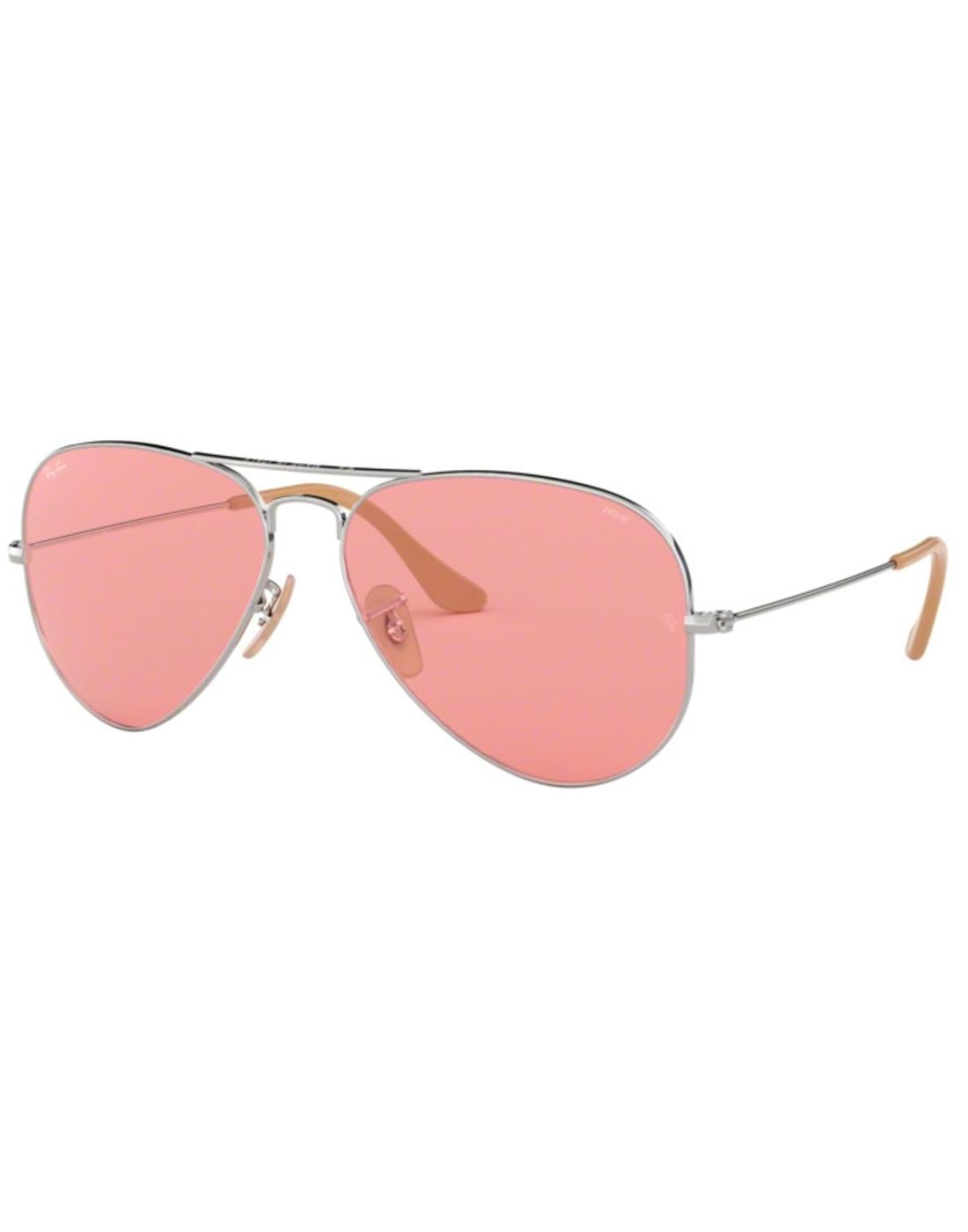 RAY-BAN Aviator Retro Seventies Mod Sunglasses in Pink/Silver