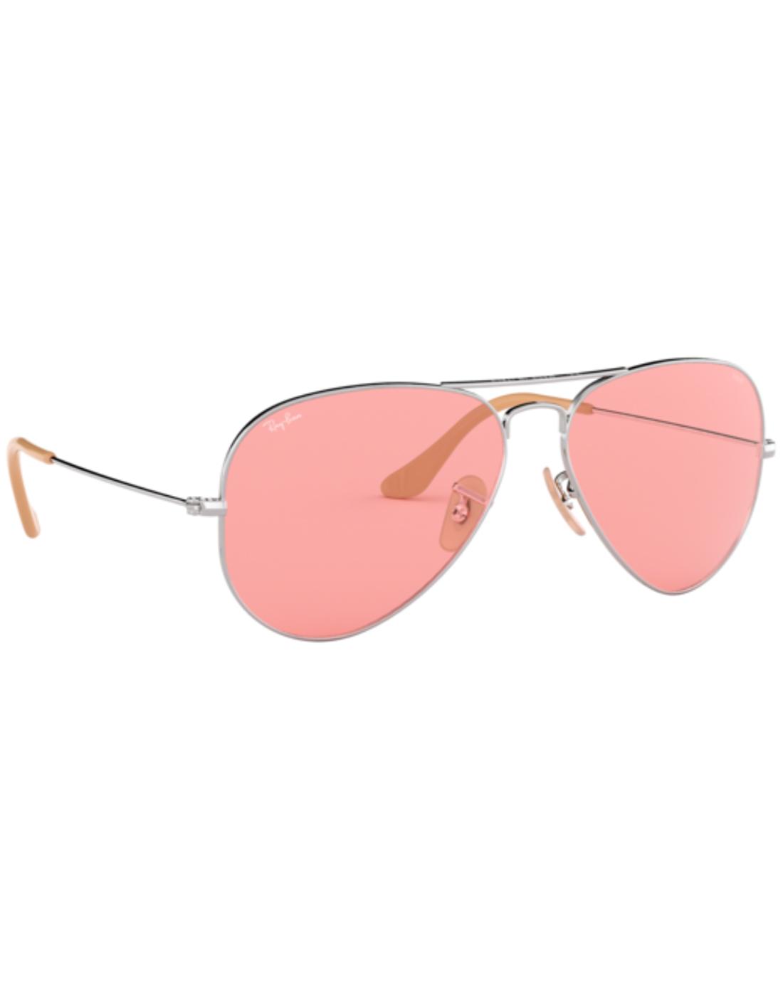 RAY-BAN Aviator Retro Seventies Mod Sunglasses in Pink/Silver