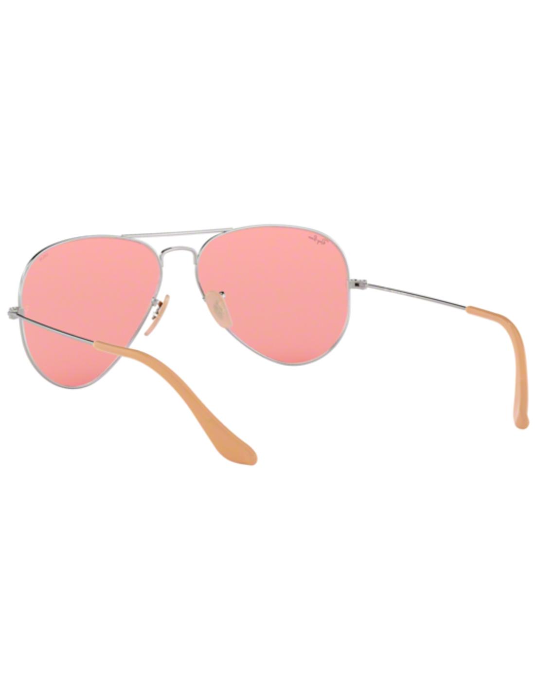 RAY-BAN Aviator Retro Seventies Mod Sunglasses in Pink/Silver