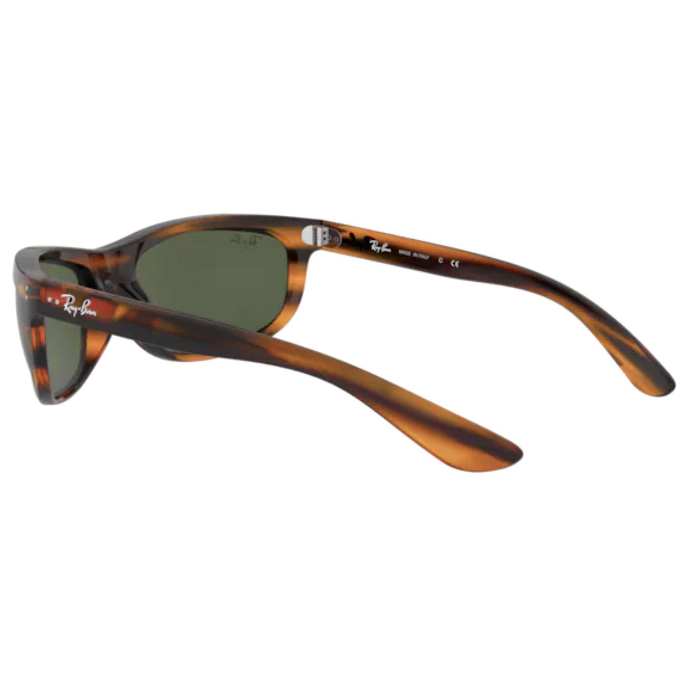 RAY-BAN Balorama Retro Wrap Round Sunglasses Red Havana