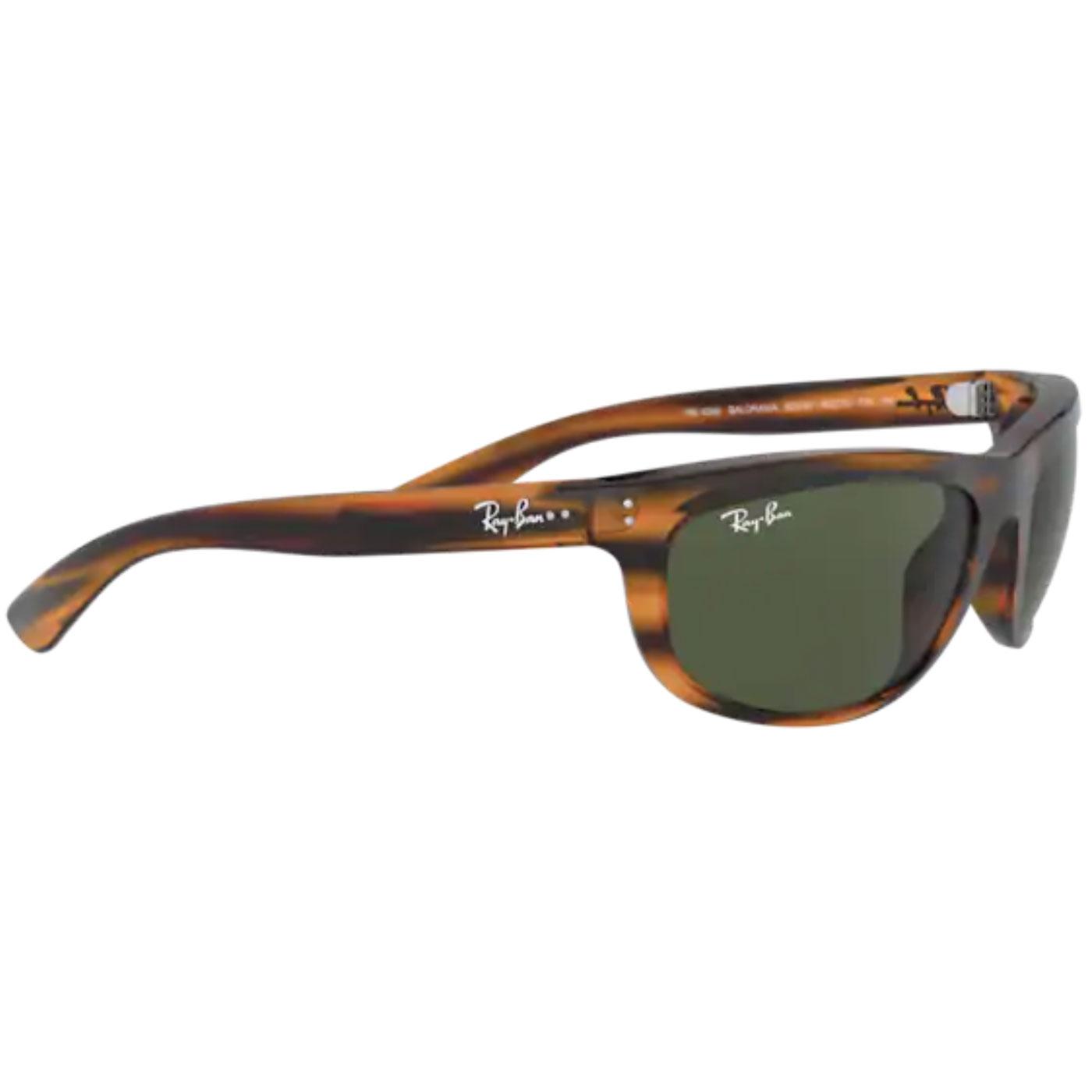 RAY-BAN Balorama Retro Wrap Round Sunglasses Red Havana