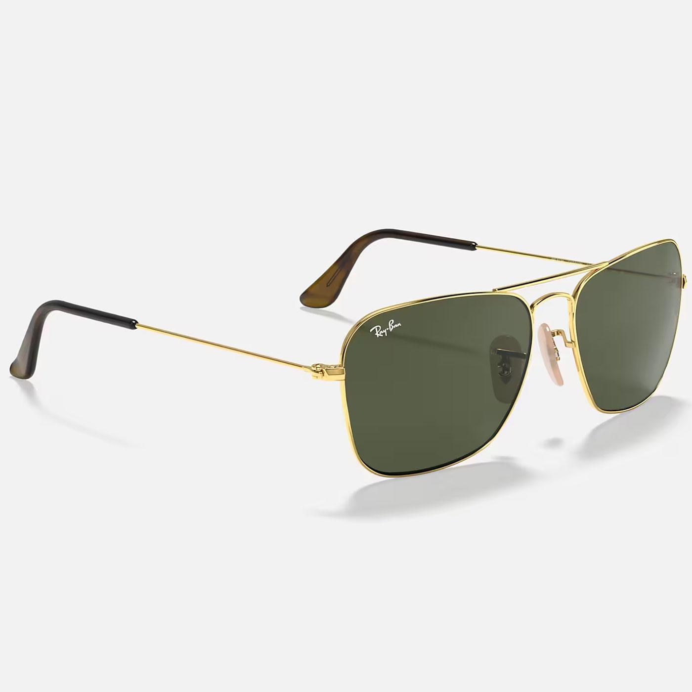 Ray-Ban Caravan retro 60s aviator sunglasses Green lens Arista