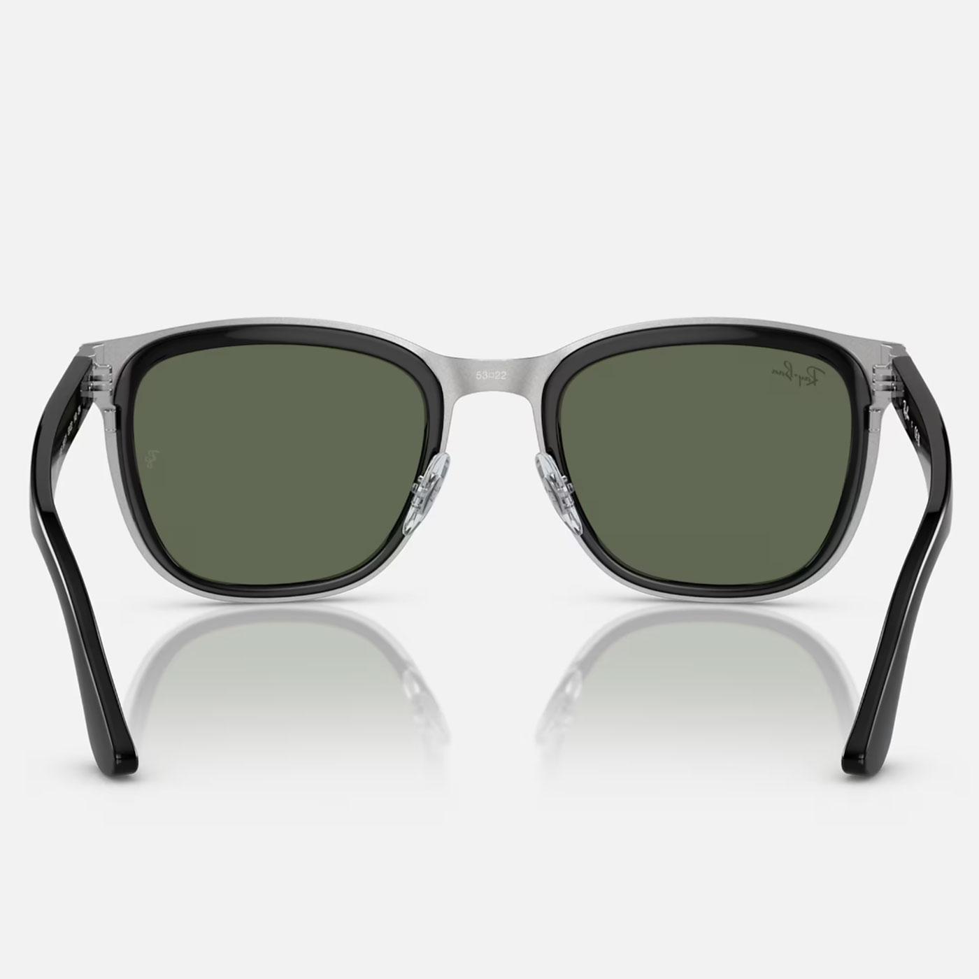 RAY-BAN Clyde Retro 60s Metal Sunglasses in Black on Silver
