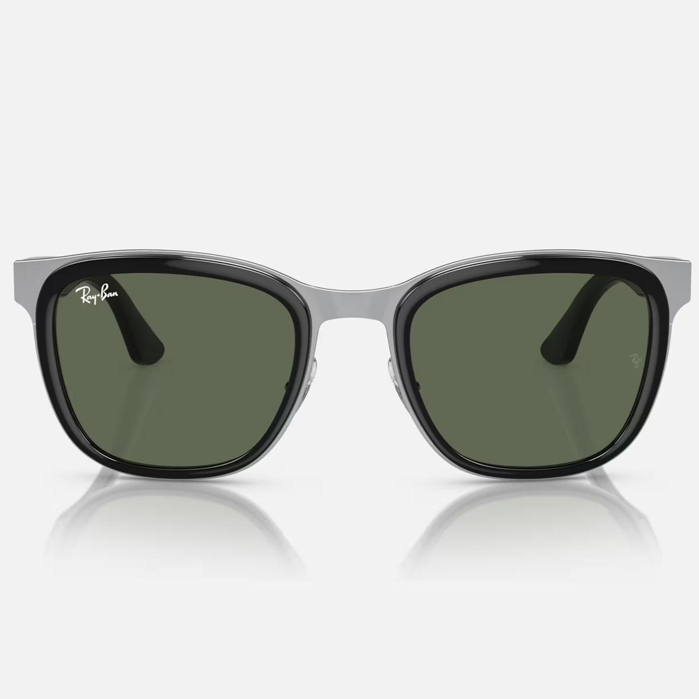 RAY-BAN Clyde Retro 60s Metal Sunglasses in Black on Silver