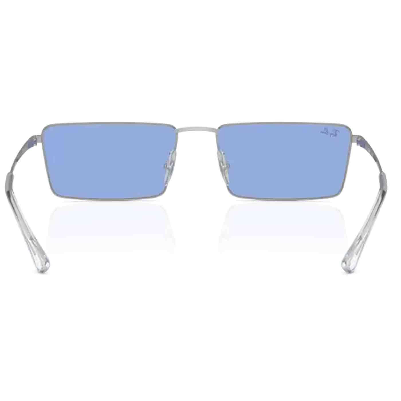 Ray-Ban Emy 60s Metal Rectangular Sunglasses Polished Silver