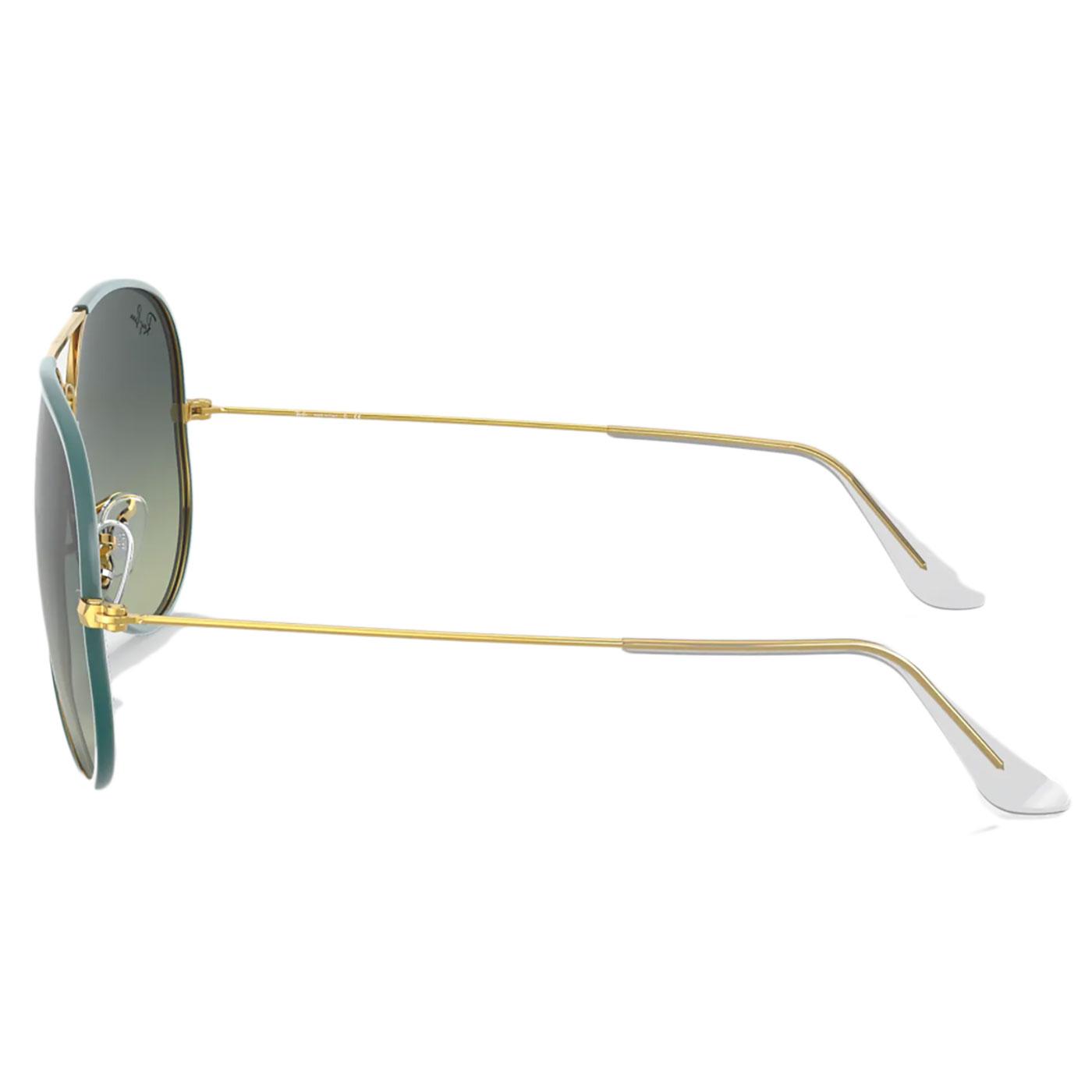 RAY-BAN Aviator Full Colour Retro 70s Sunglasses in Blue-Green