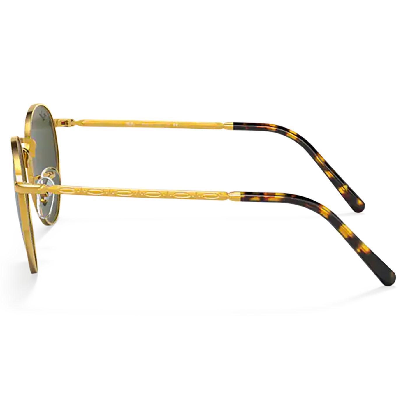 Ray-Ban Women's New Round Sunglasses in Gold with Green Lens