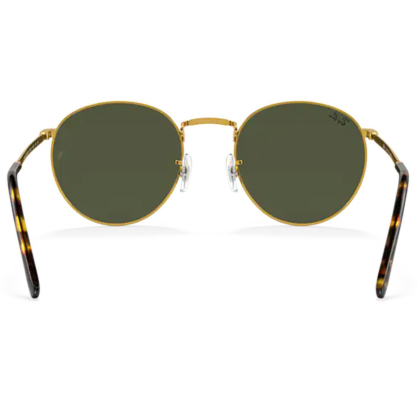 Ray-Ban Women's New Round Sunglasses in Gold with Green Lens