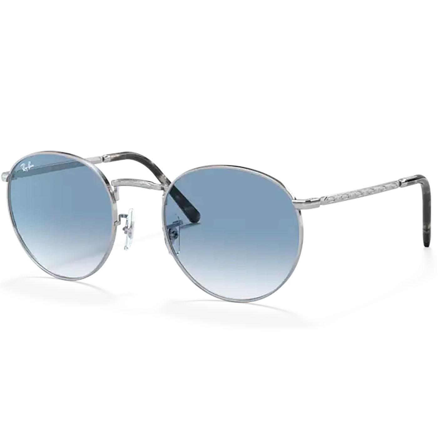 RAY-BAN New Round Retro 60s Retro Sunglasses in Silver/Blue