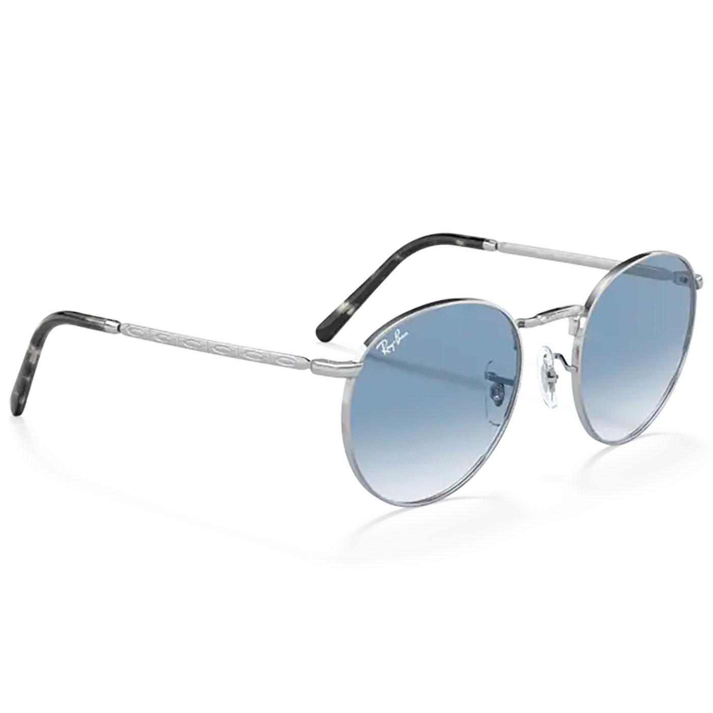 RAY-BAN New Round Retro 60s Retro Sunglasses in Silver/Blue