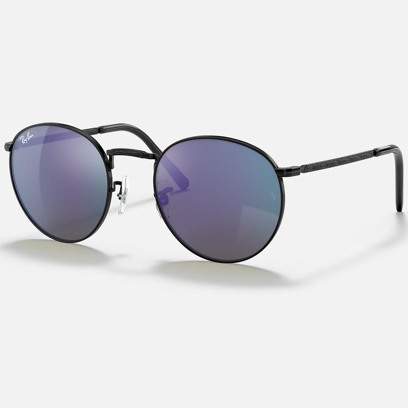 RAY-BAN New Round Retro 60s Retro Sunglasses in Black/Mirror
