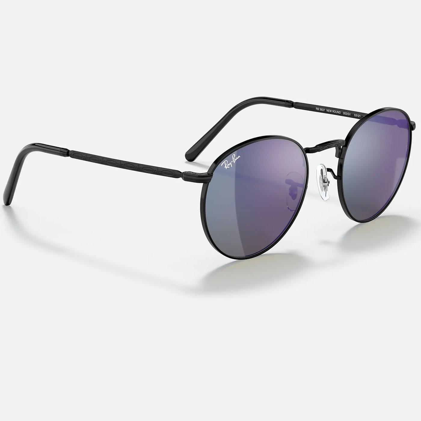 RAY-BAN New Round Retro 60s Retro Sunglasses in Black/Mirror