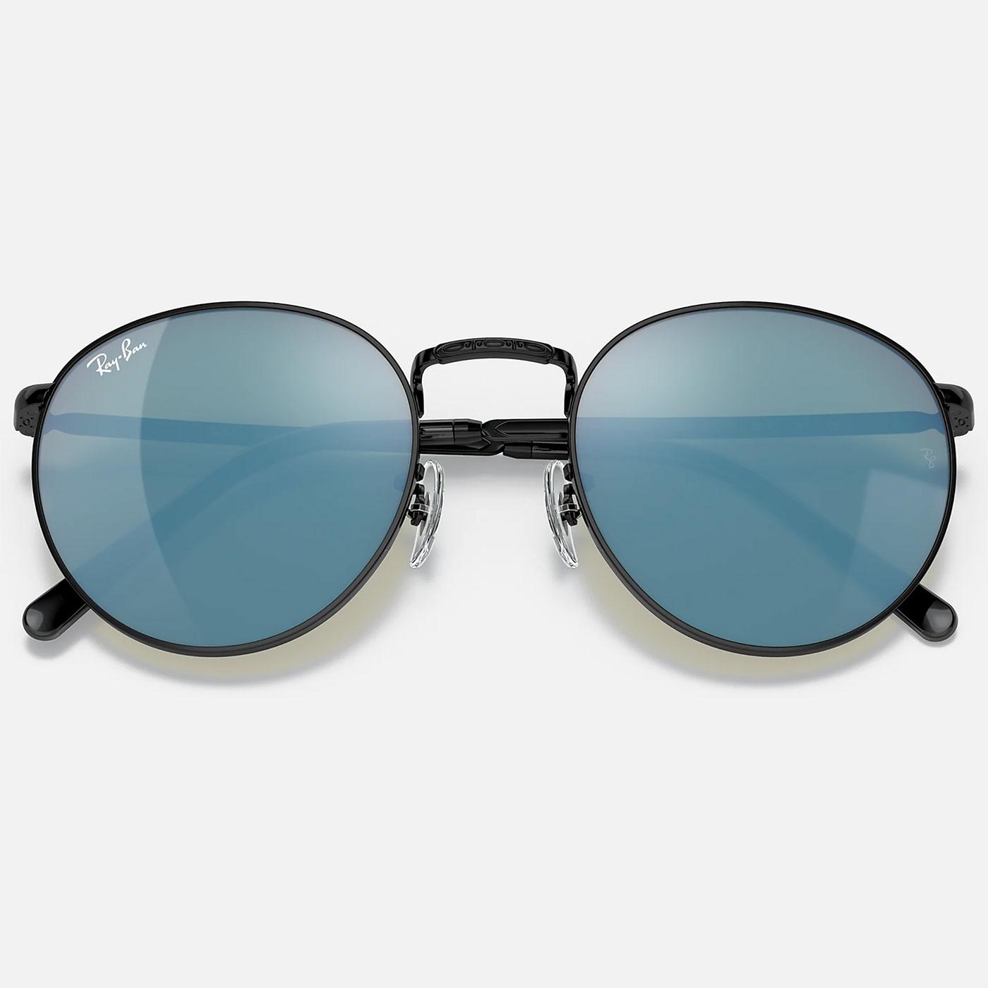 RAY-BAN New Round Retro 60s Retro Sunglasses in Black/Mirror