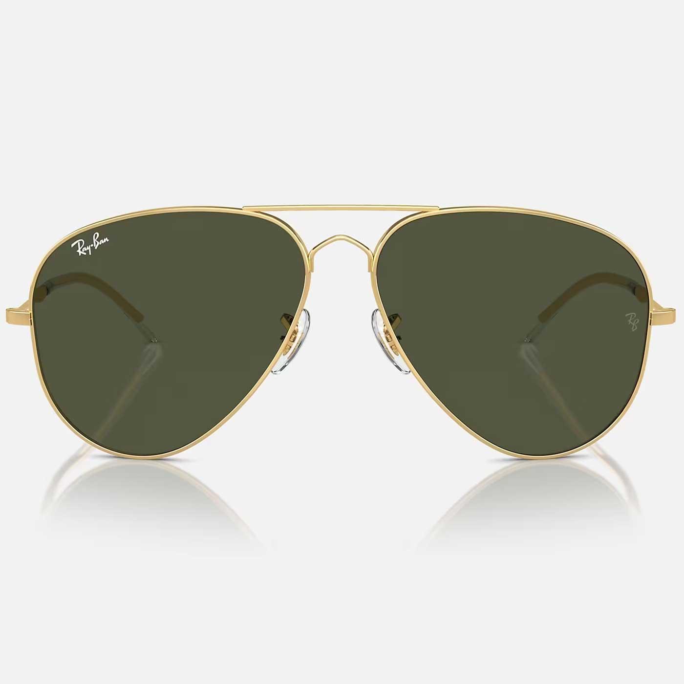 Ray-Ban Retro Old Aviator Sunglasses Arista Gold with Green