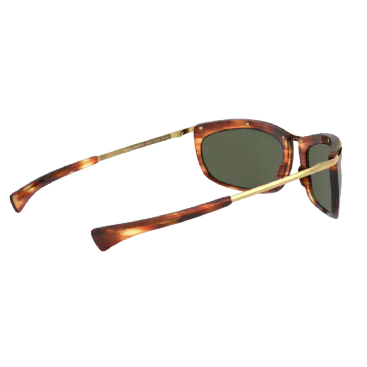 RAY-BAN Olympian Retro Striped Havana Sunglasses in Brown