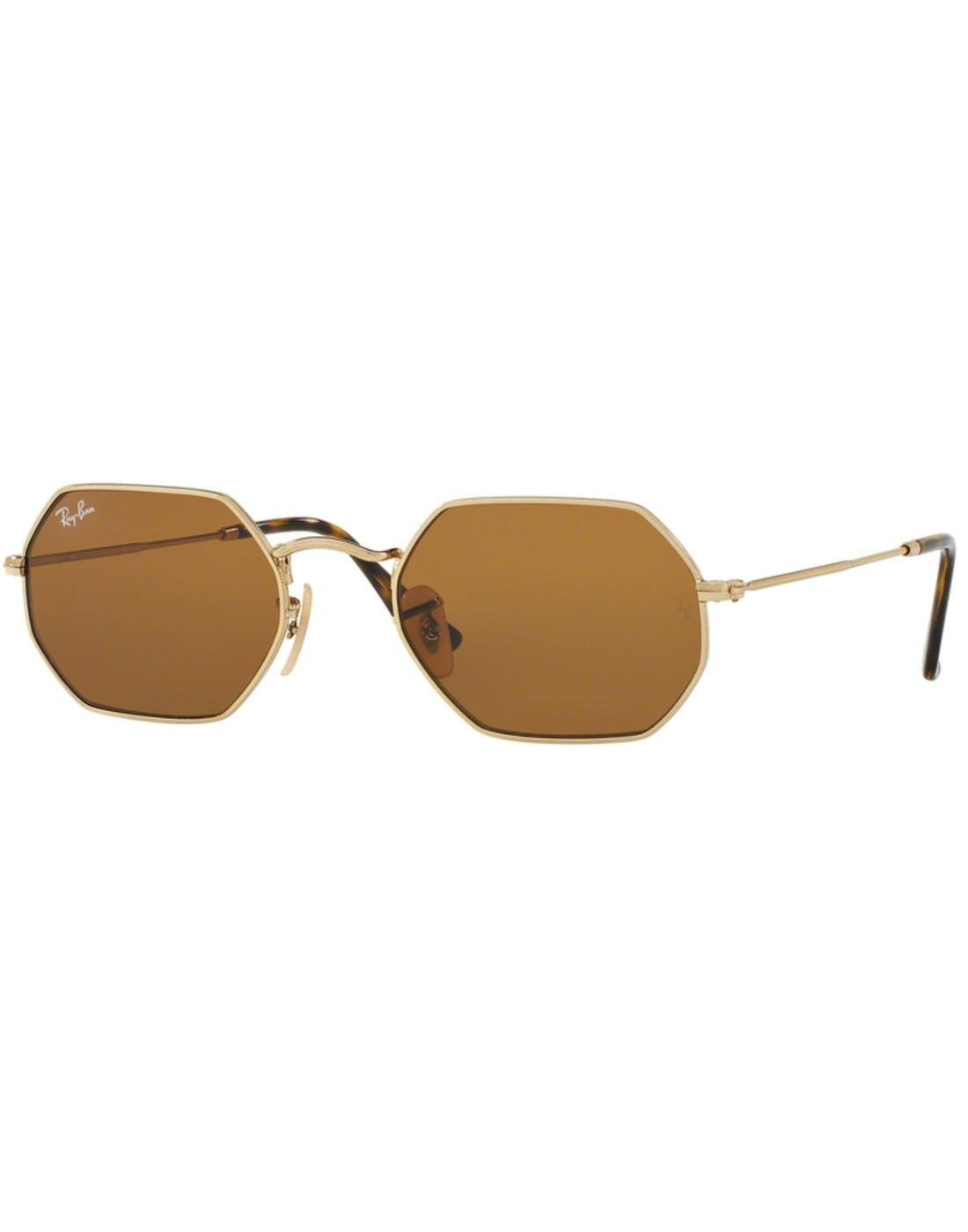 RAY-BAN Retro 60s Octagon Shaped Sunglasses in Brown