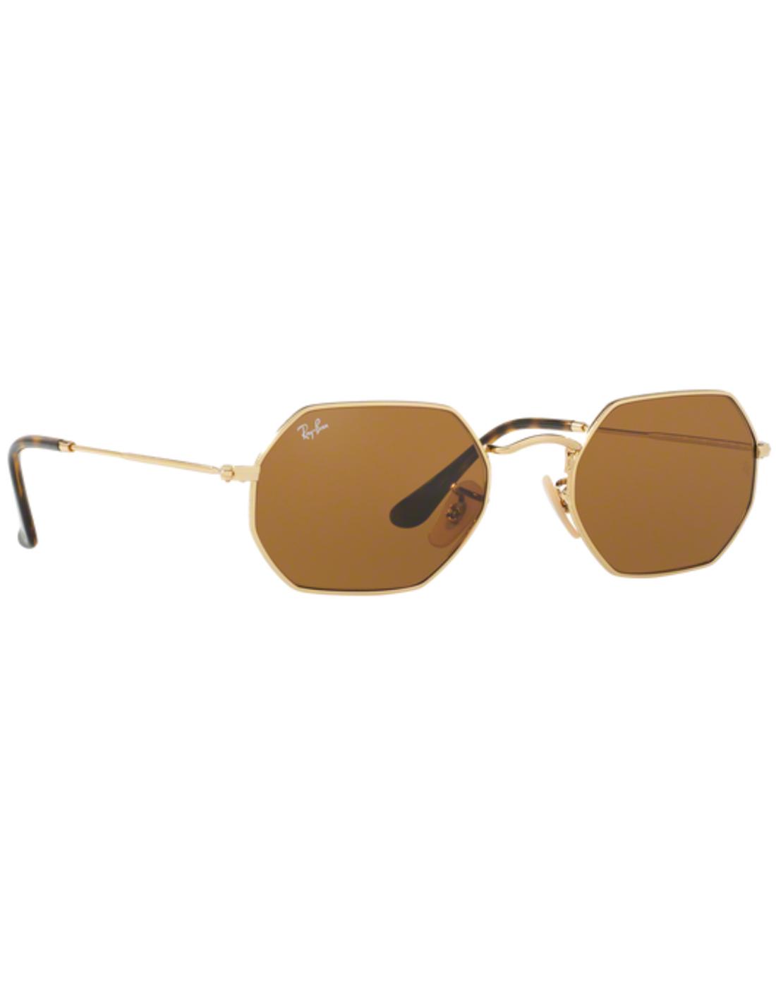 RAY-BAN Retro 60s Octagon Shaped Sunglasses in Brown