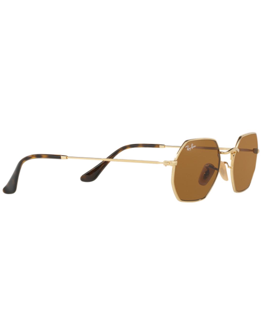 RAY-BAN Retro 60s Octagon Shaped Sunglasses in Brown