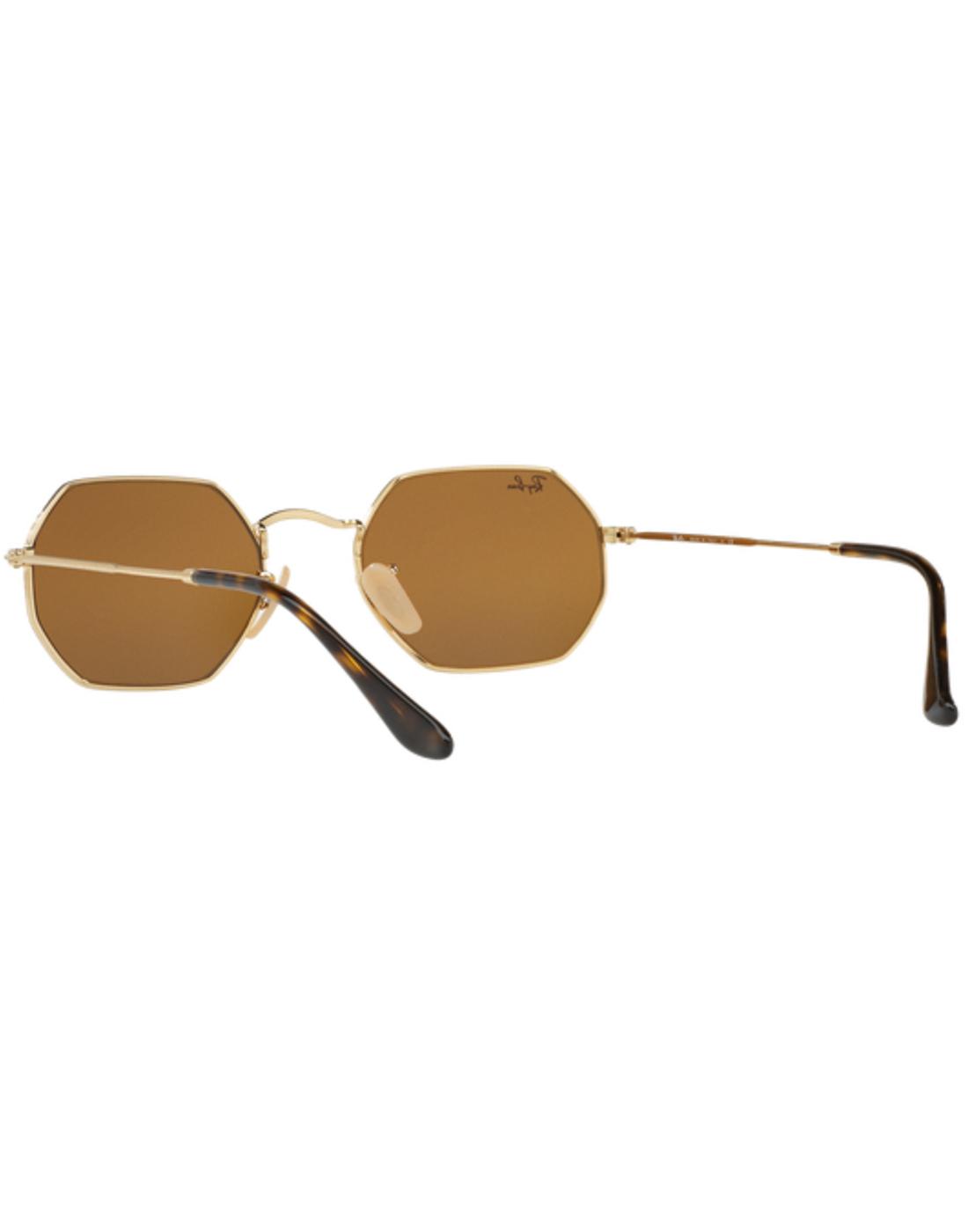 RAY-BAN Retro 60s Octagon Shaped Sunglasses in Brown