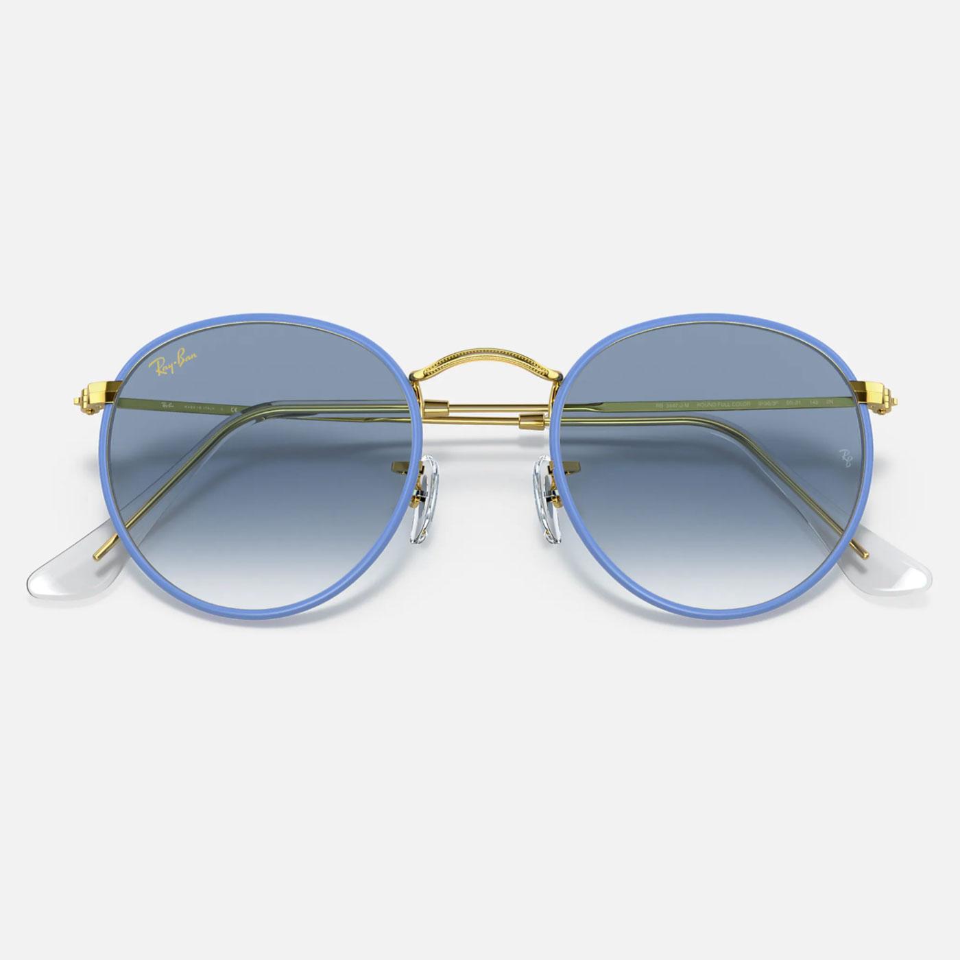 RAY-BAN Round Full Colour Retro 60s Sunglasses in Light Blue