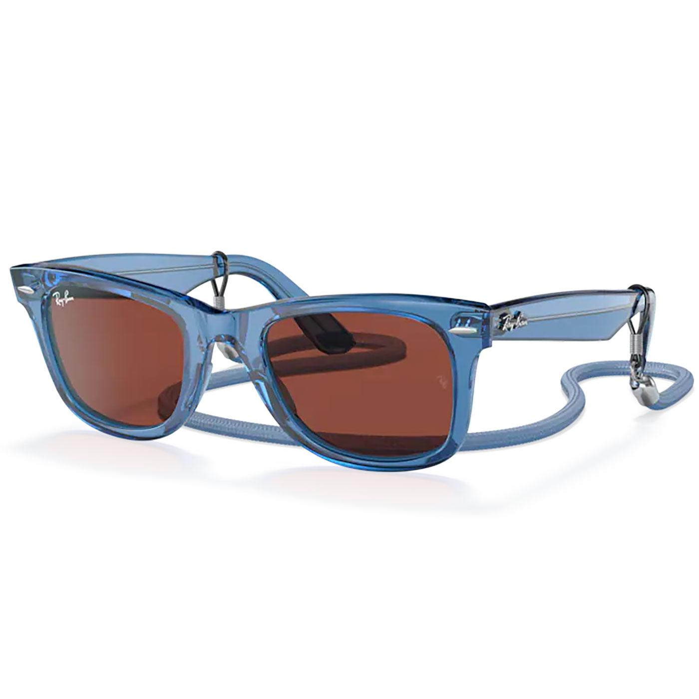 RAY-BAN Wayfarer Colourblock Retro Sunglasses in Blue/Red
