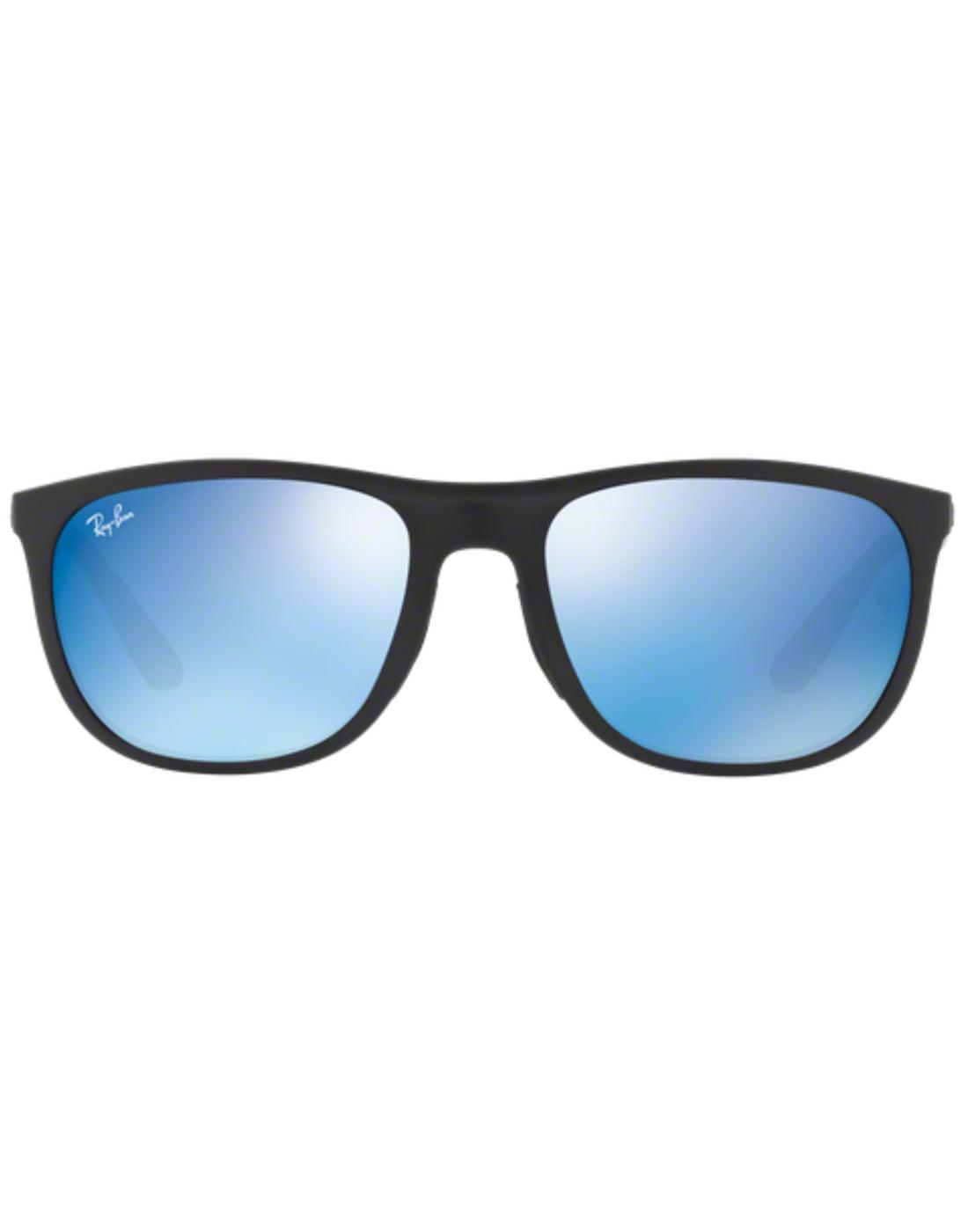 RAY-BAN Retro Wraparound Wayfarer Sunglasses Blue Mirror
