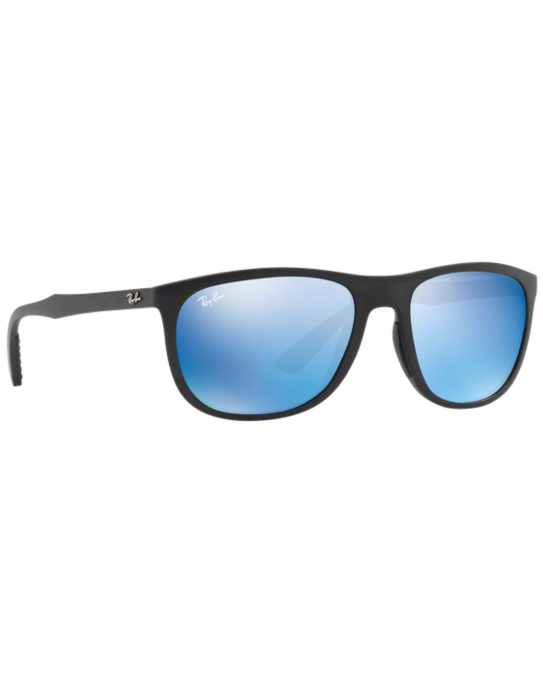 RAY-BAN Retro Wraparound Wayfarer Sunglasses Blue Mirror