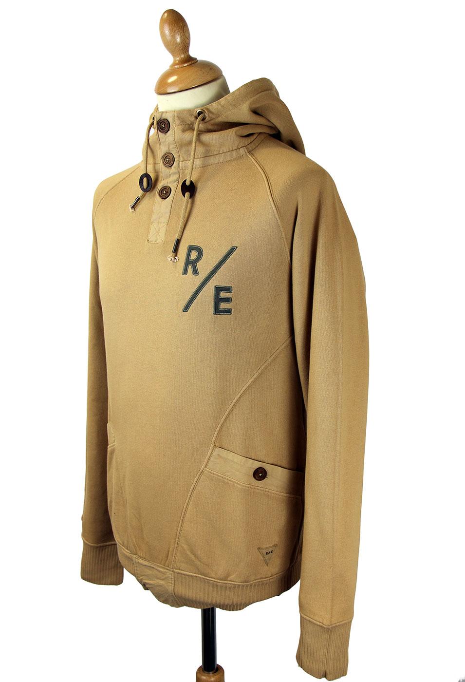 REALM & EMPIRE R/E Retro 70s Indie Pull Over Button Neck Hoody
