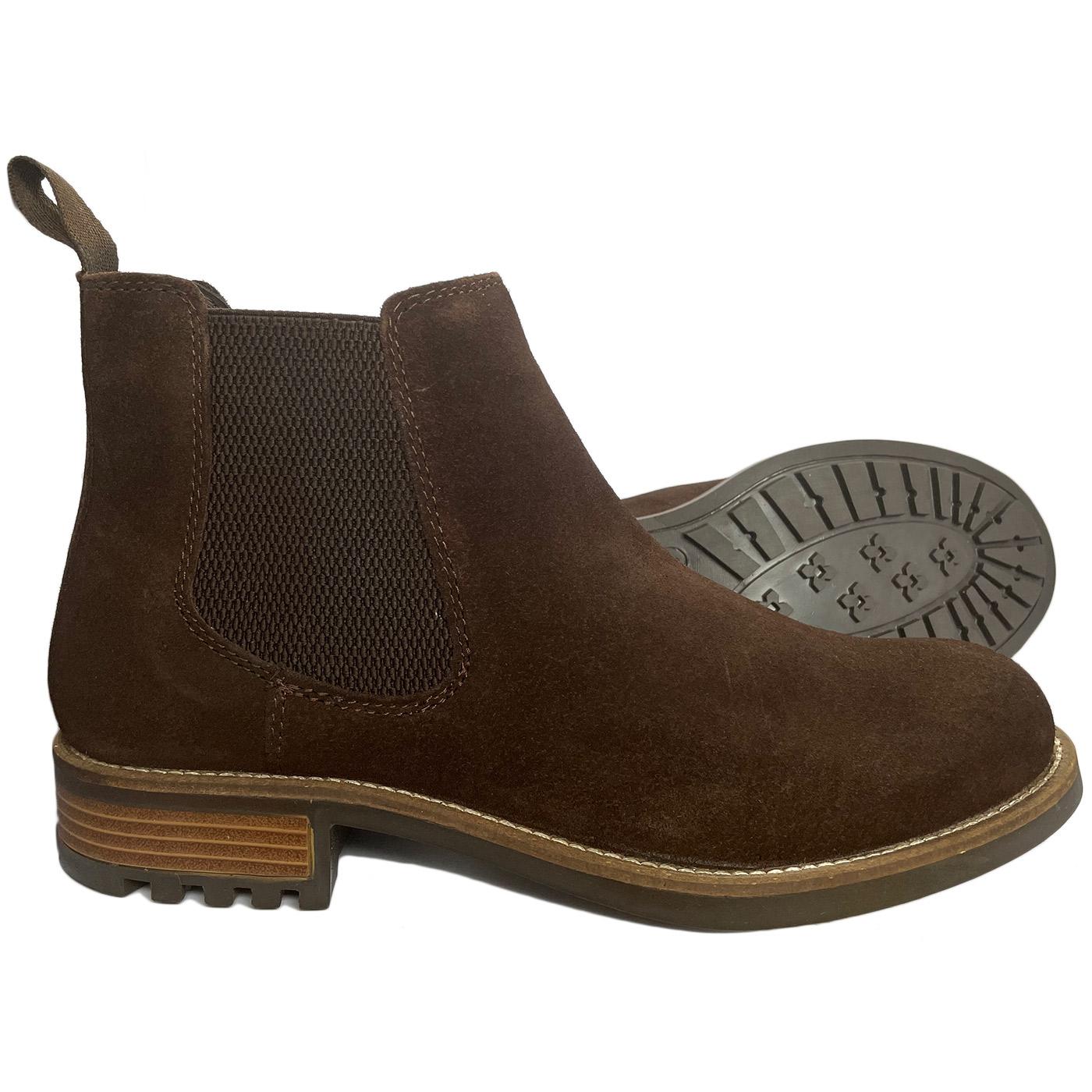 Men's Retro Mod Suede Chelsea Boots in Dark Brown