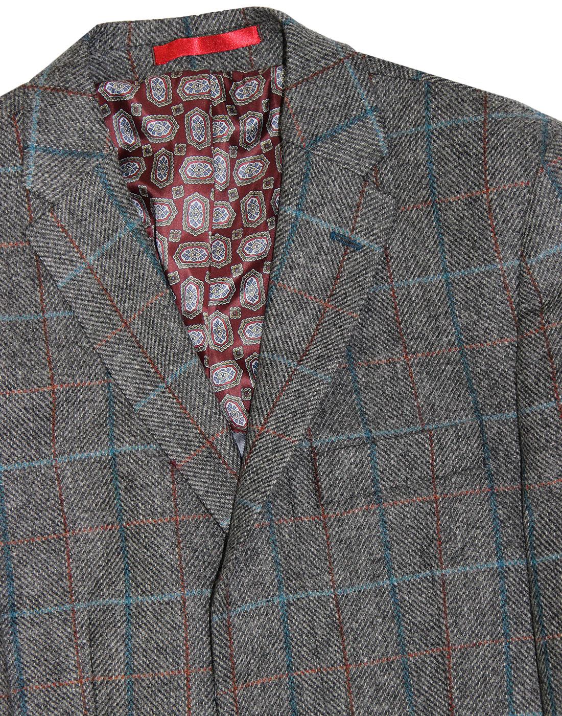 Men's Retro 60s Mod Herringbone Check Three Quarter Length Coat