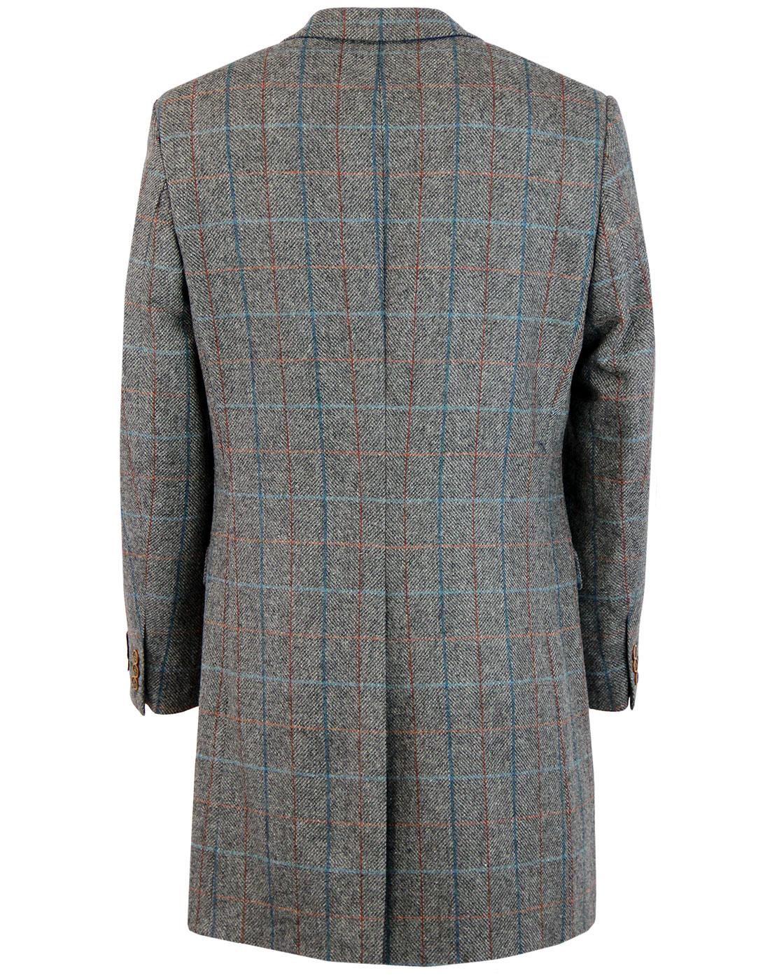 Men's Retro 60s Mod Herringbone Check Three Quarter Length Coat