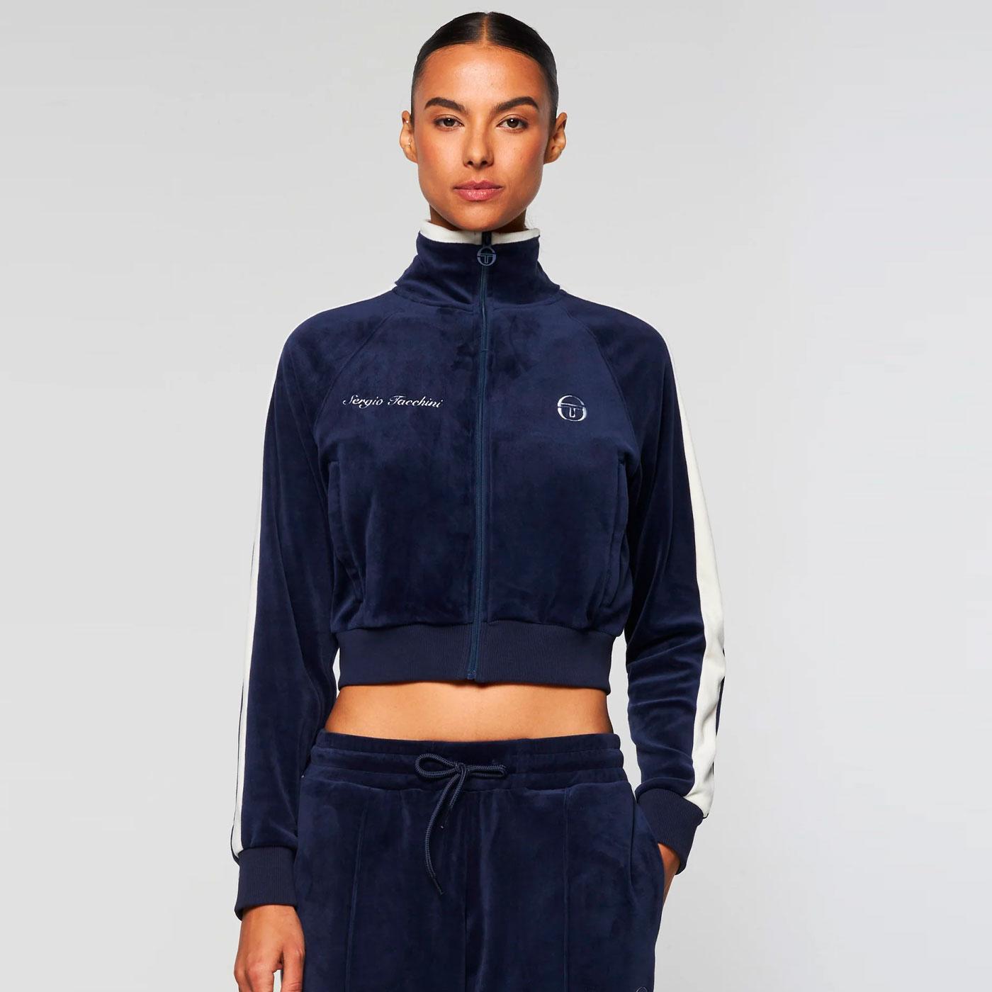 Sergio Tacchini Miss Carlotta Velour Track Top in Maritime Blue