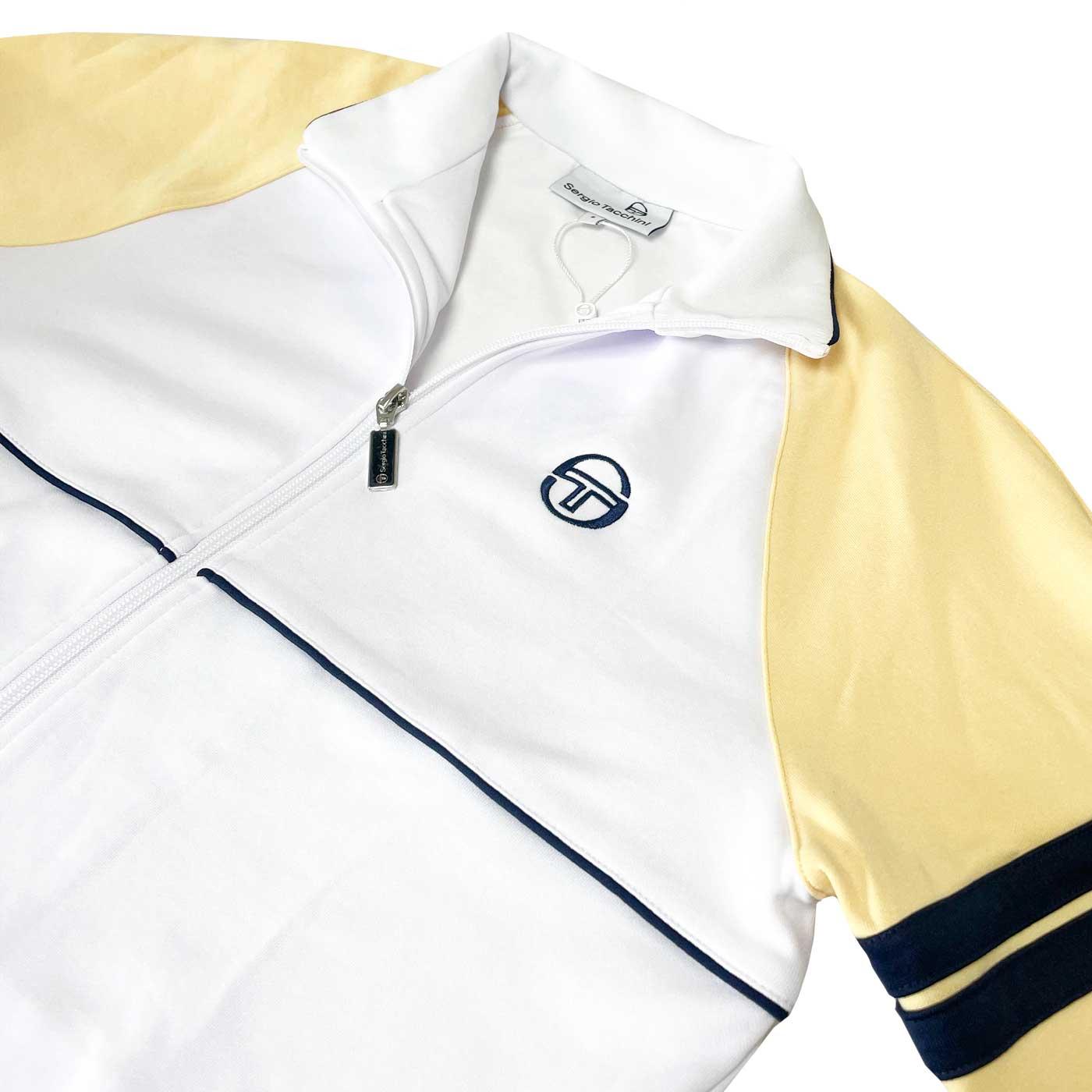 Sergio Tacchini Orion Retro 80s Track Top in White/Golden Haze
