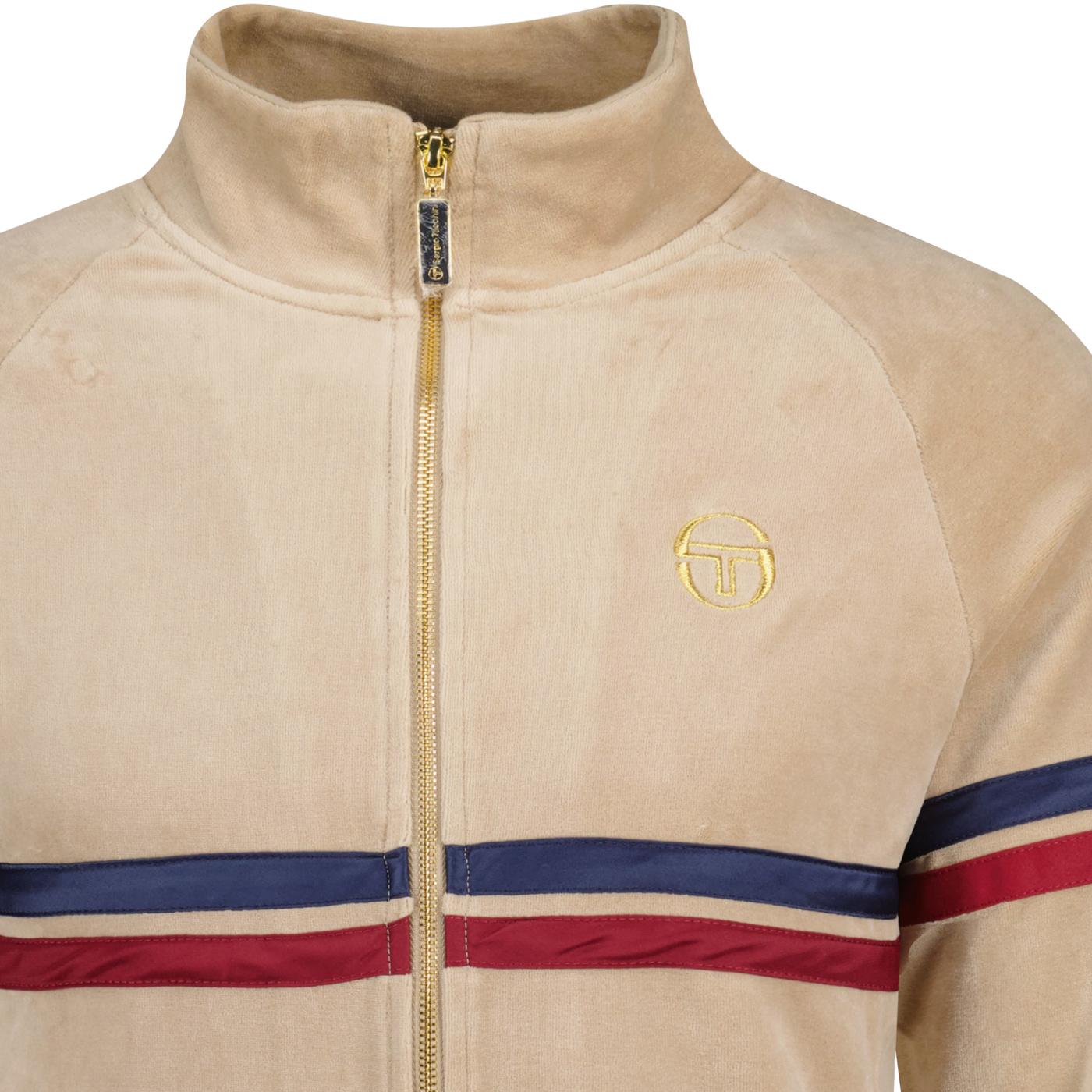 Sergio Tacchini Orion Luxe Retro 70s Velour Track Jacket Humus