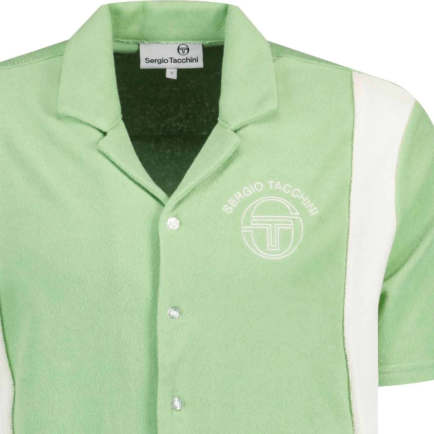 Sergio Tacchini Tano Retro Revere Collar Terry Shirt Quiet Green