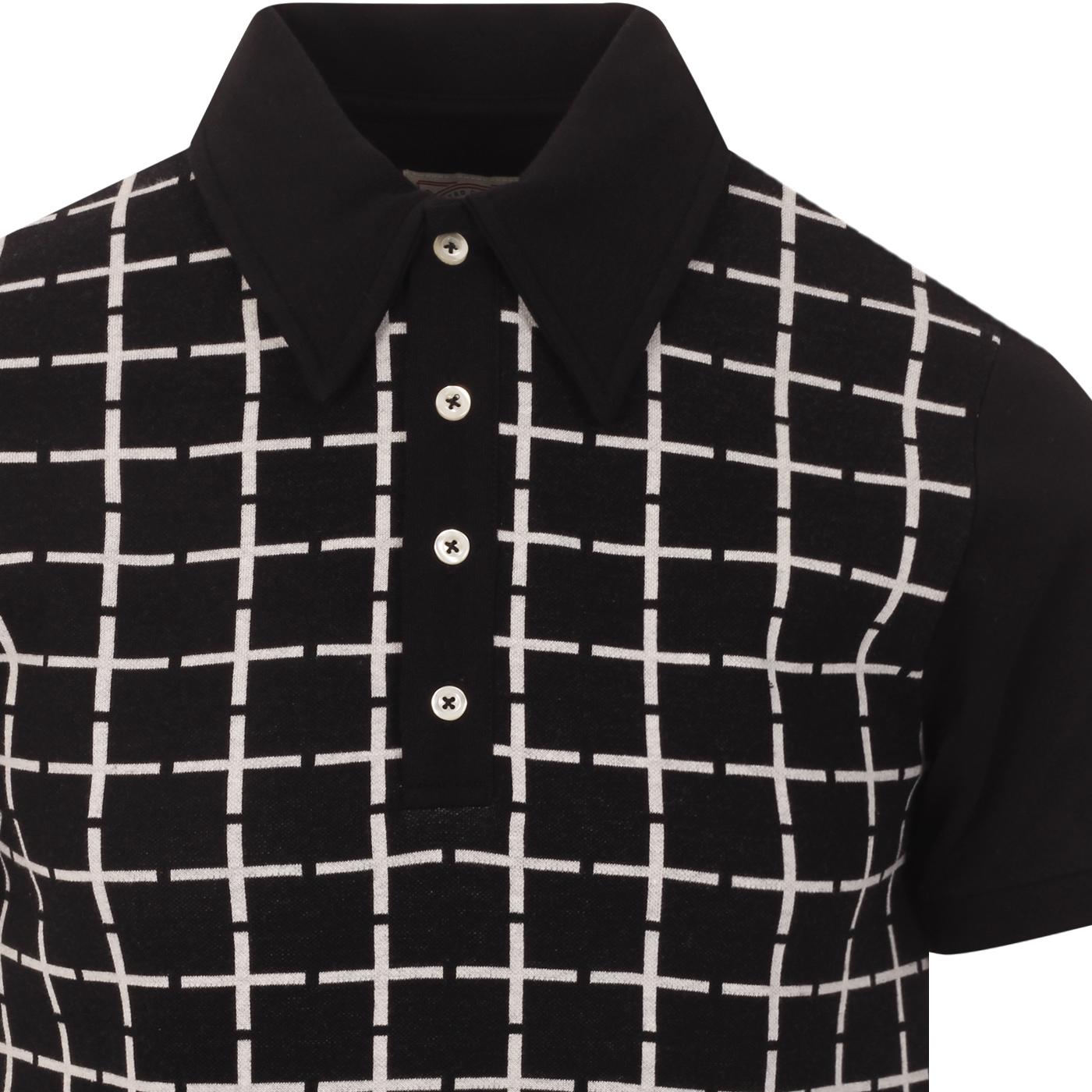 SKA & SOUL Retro Mod 2-tone Check Pattern Polo in Black