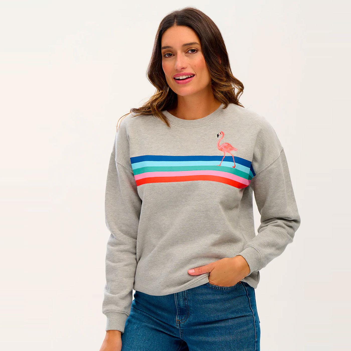 SUGARHILL BRIGHTON Noah Retro Rainbow Flamingo Sweater