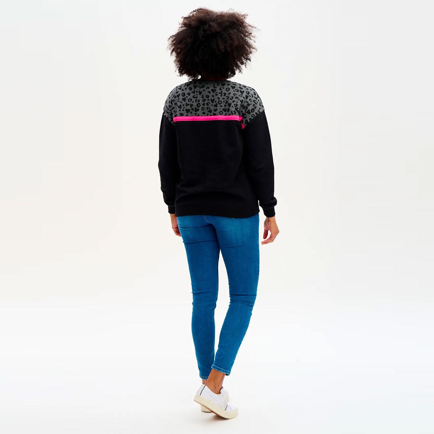 SUGARHILL BRIGHTON Noah Retro 80s Split Leopard Sweatshirt