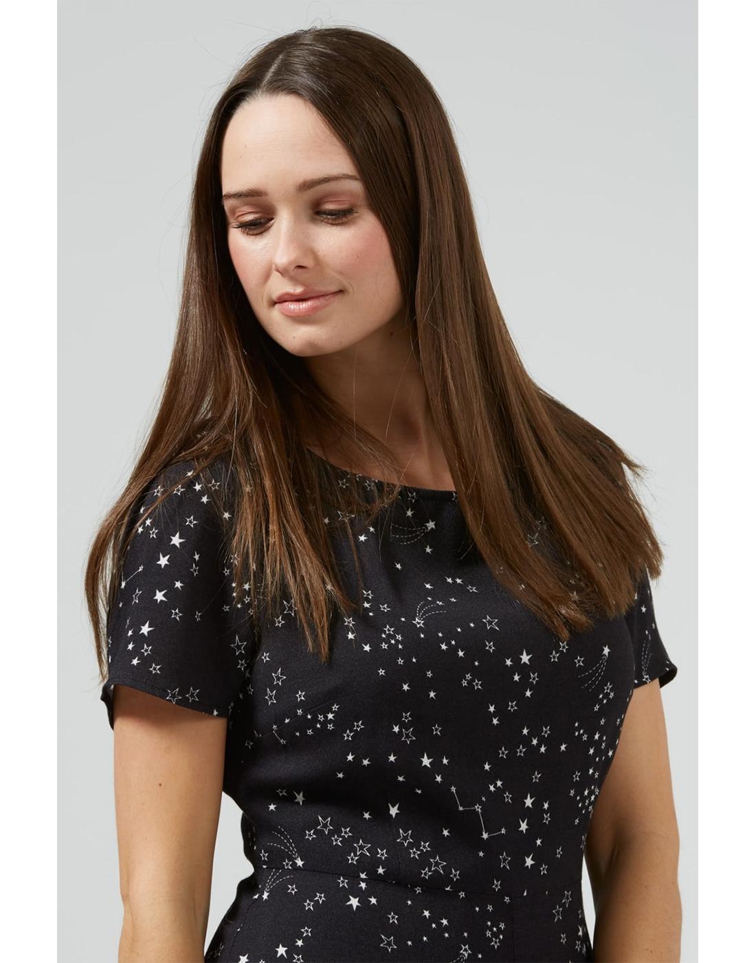SUGARHILL BOUTIQUE Cassie Retro Starry Sky Print Black Dress