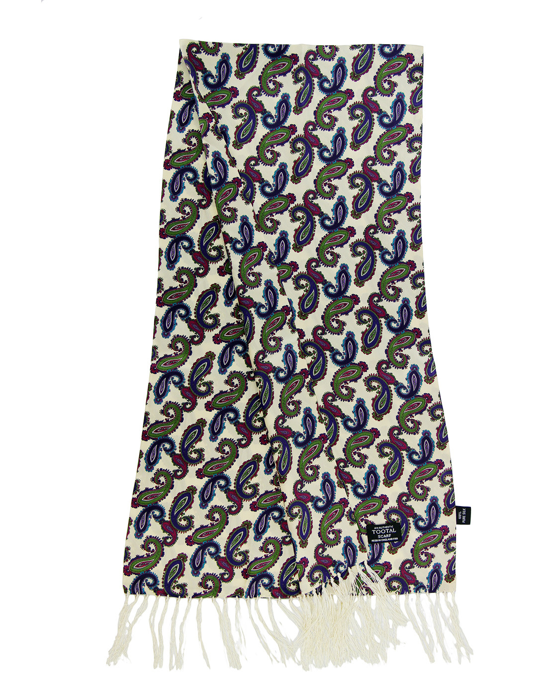 TOOTAL 1960s Retro Mod Floral Paisley Silk Scarf in plum
