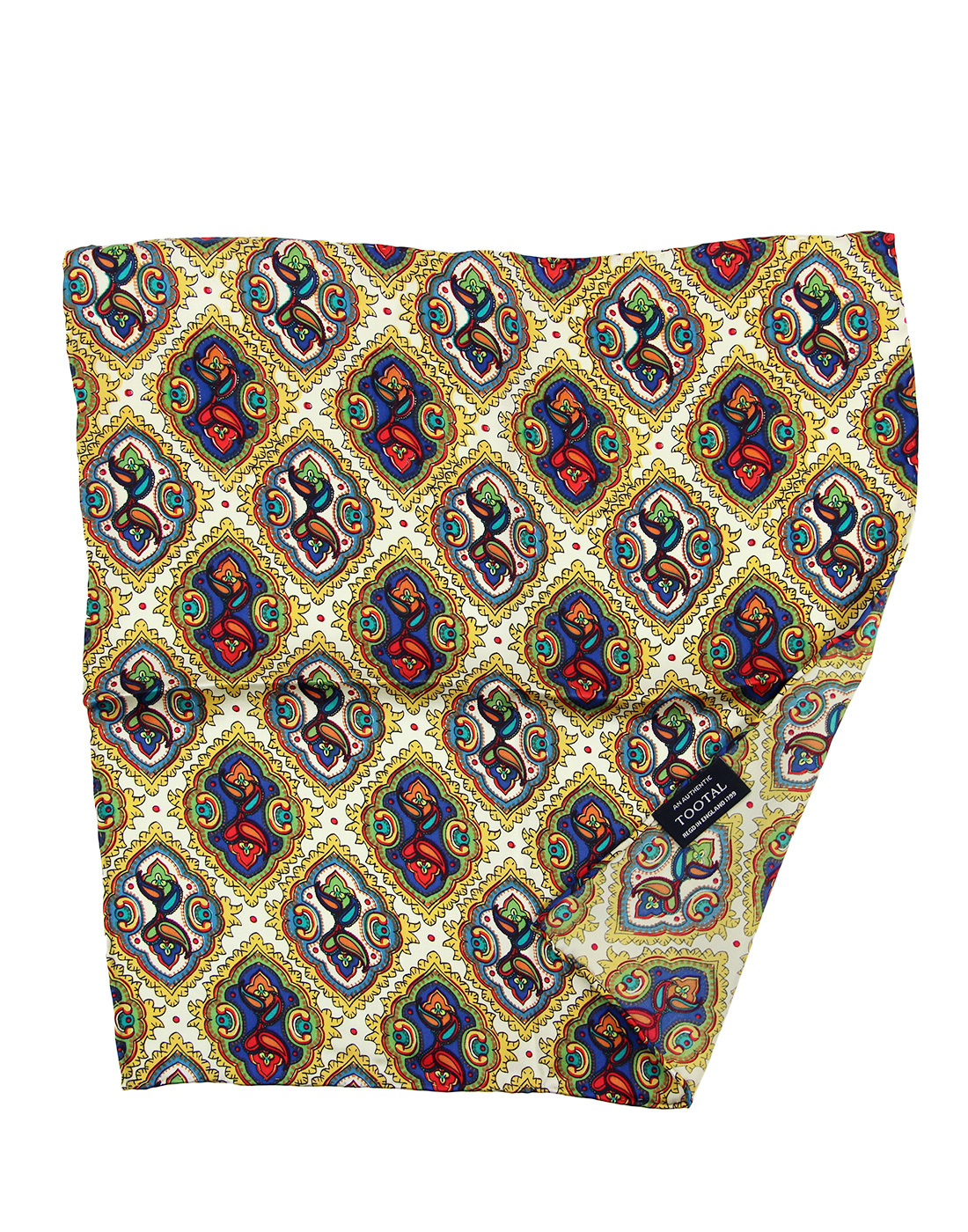 TOOTAL 1960s Mod Retro Diamond Tile Silk Pocket Square in Gold