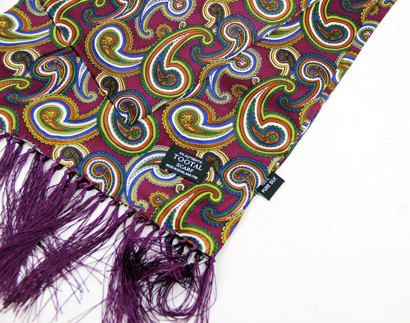 TOOTAL Large Wine Paisley Retro Mod Silk Psychedelic Scarf TL7905
