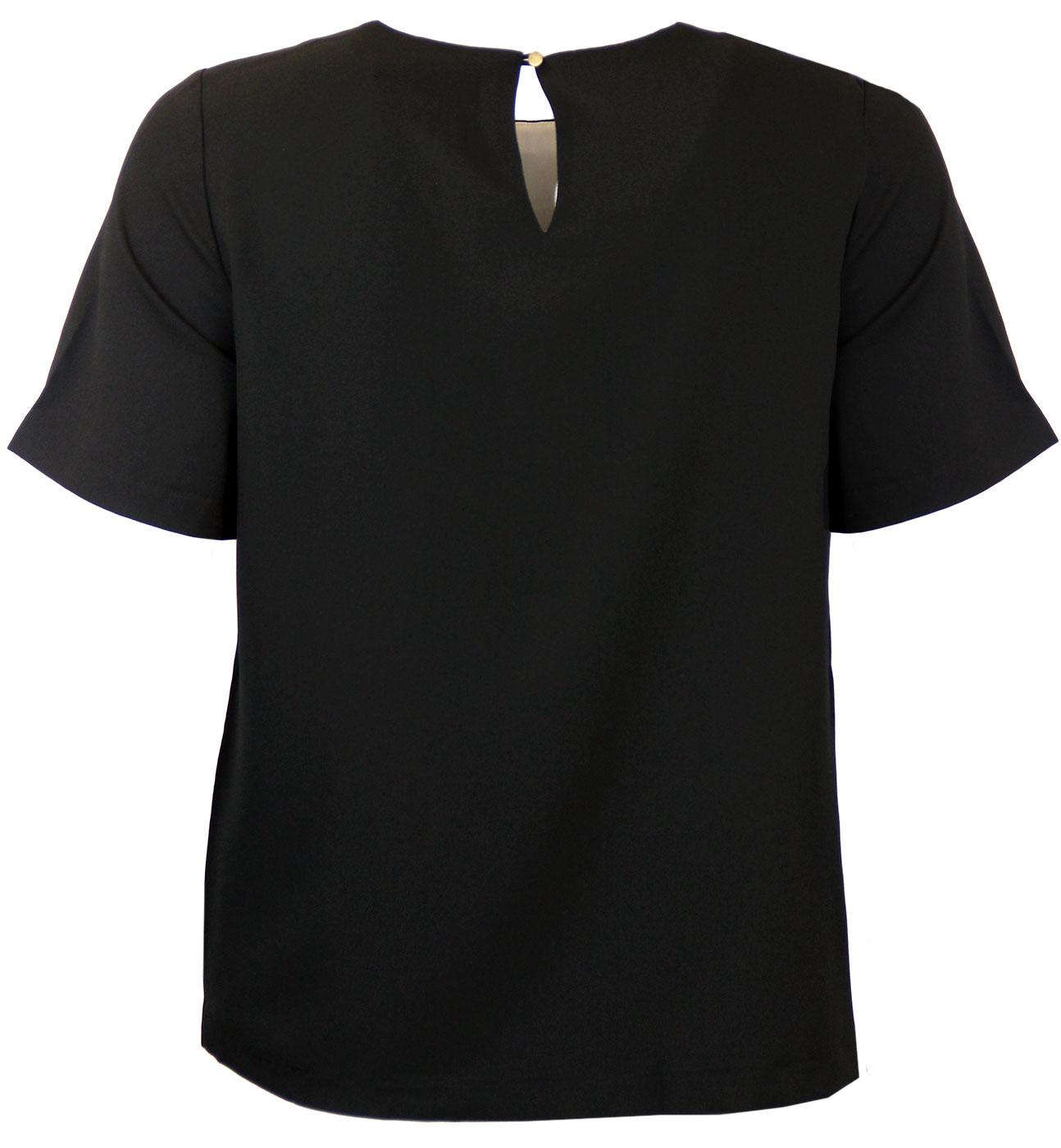 TRAFFIC PEOPLE Curiouser Retro Split Front Top in Black