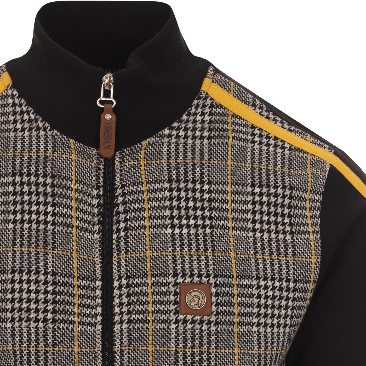 TROJAN RECORDS Retro POW Check Track Jacket in Black