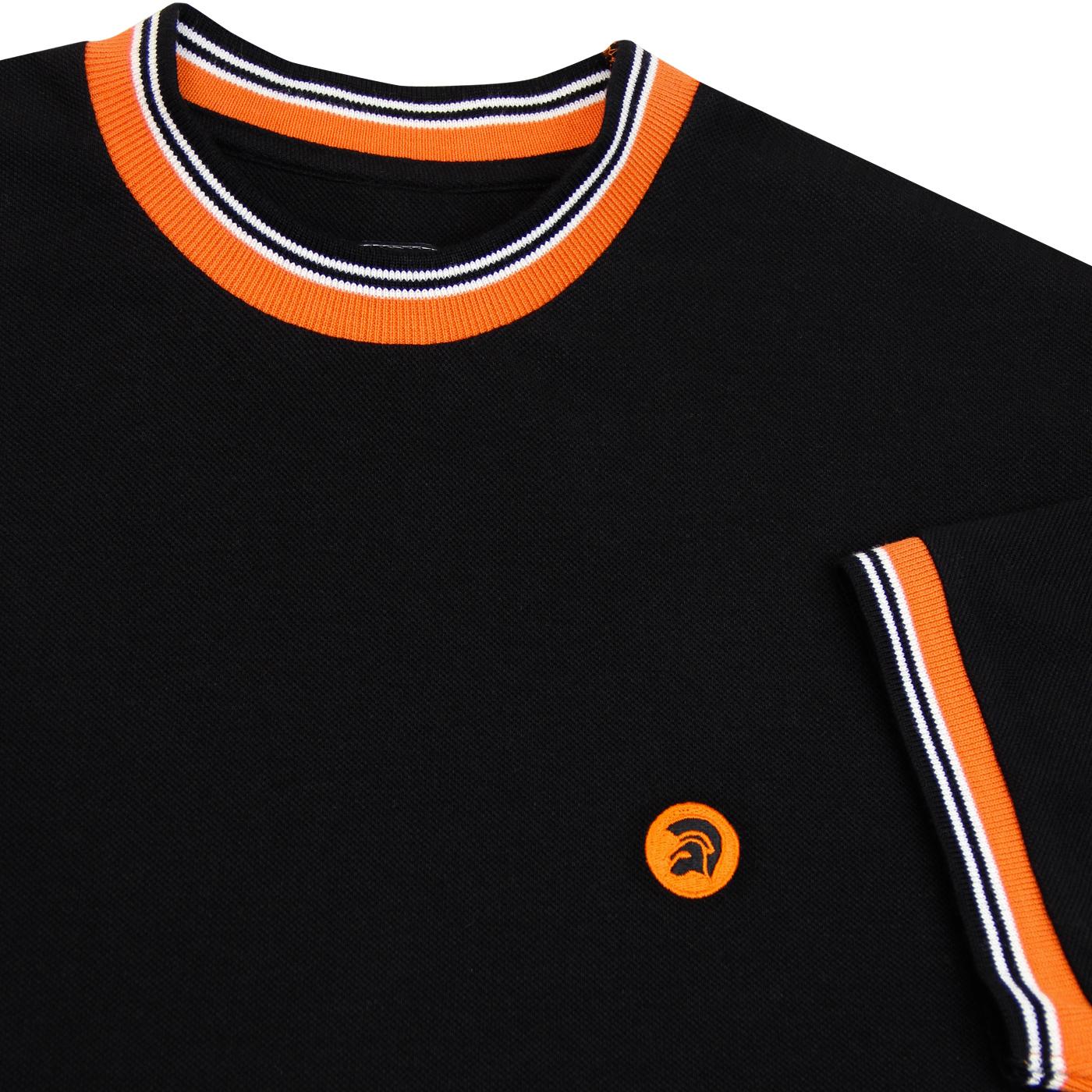 TROJAN RECORDS Retro Mod Contrast Trim Pique Tee Black