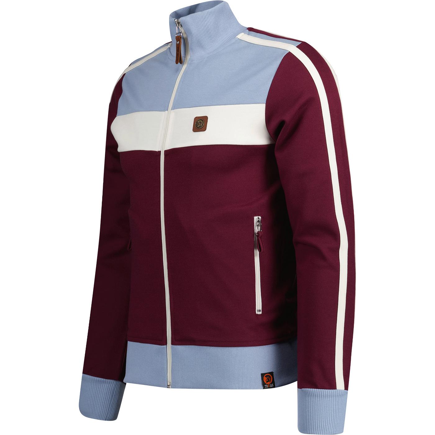 Trojan Records Block Panel Sleeve Stripe Track Top in Port
